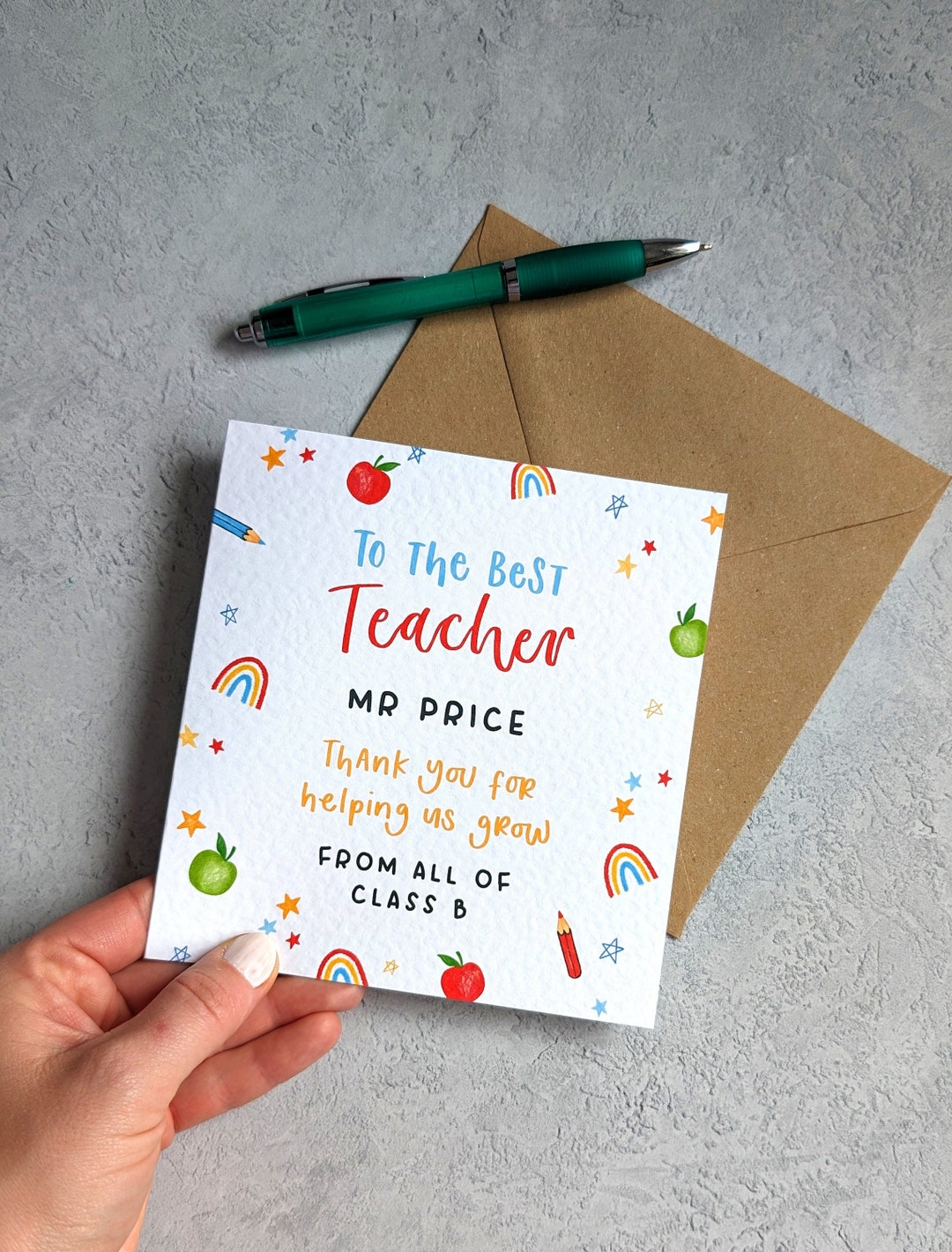 Thank You Teacher Personalised Card From Class Teacher Card From ...