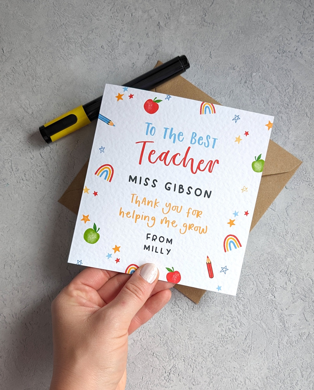 Thank You Teacher Personalised Card Teacher Card From Student Thank You ...