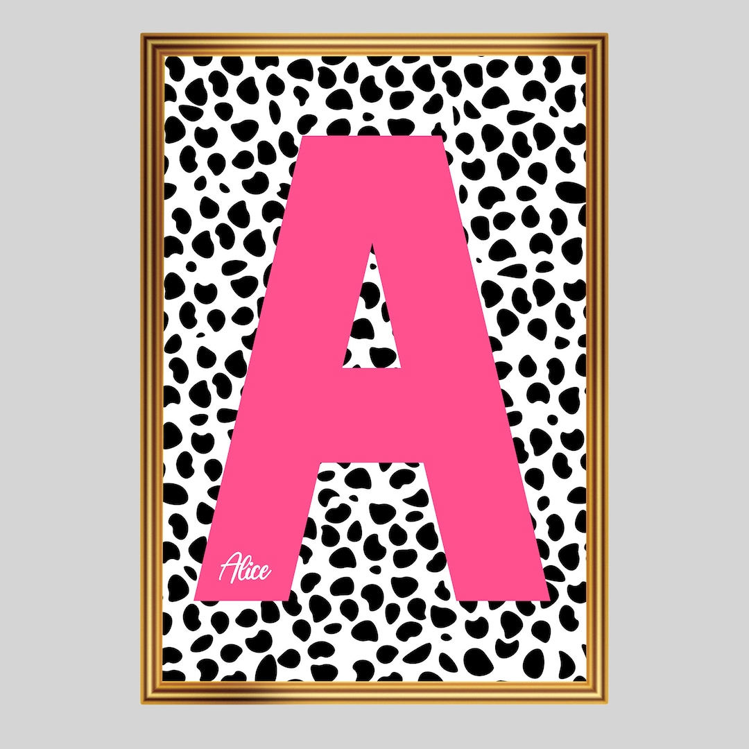 Personalized Cow Print Name Art: Vibrant Letter Wall Decor - Etsy