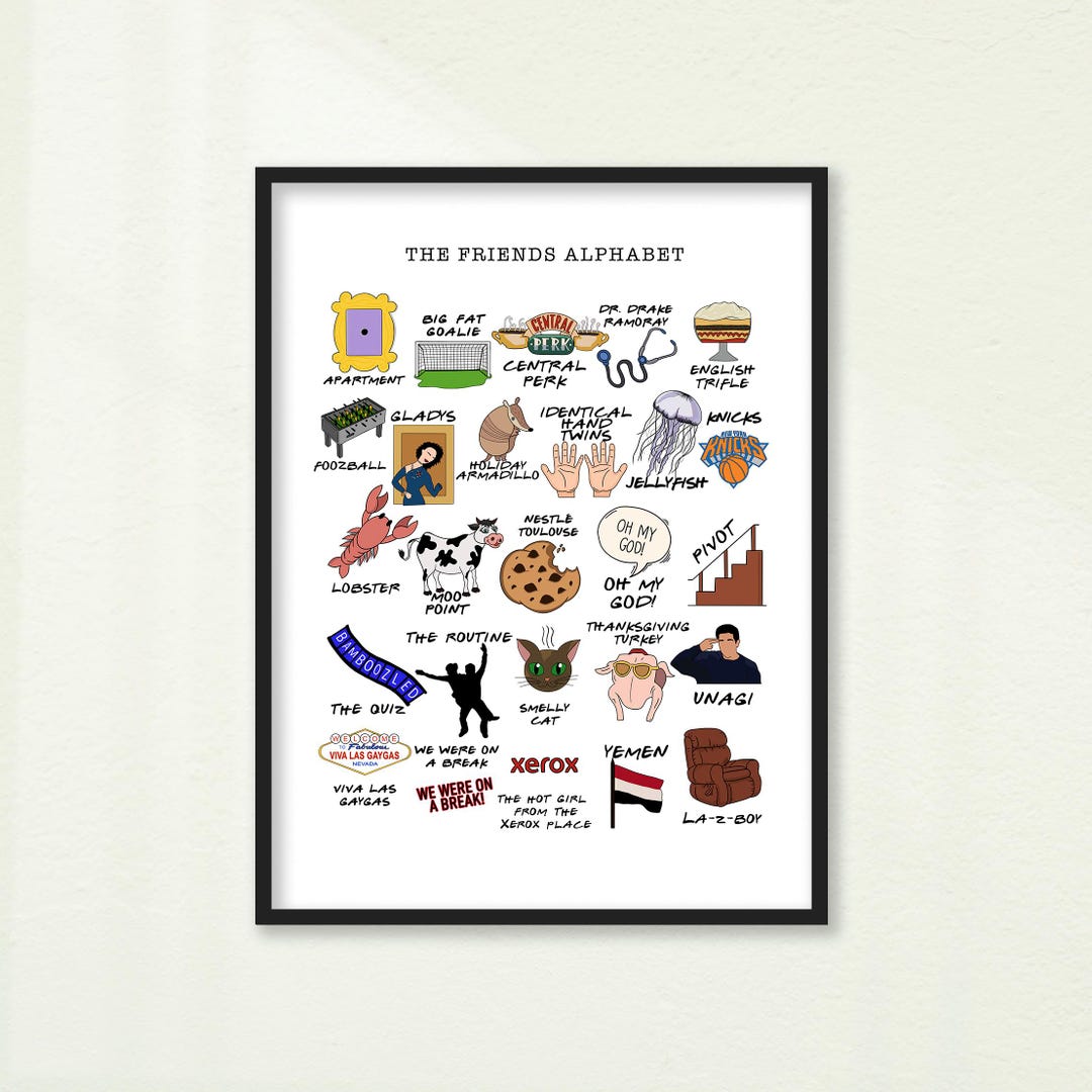 The Friends Alphabet Friends Friends TV Show Alphabet Print - Etsy