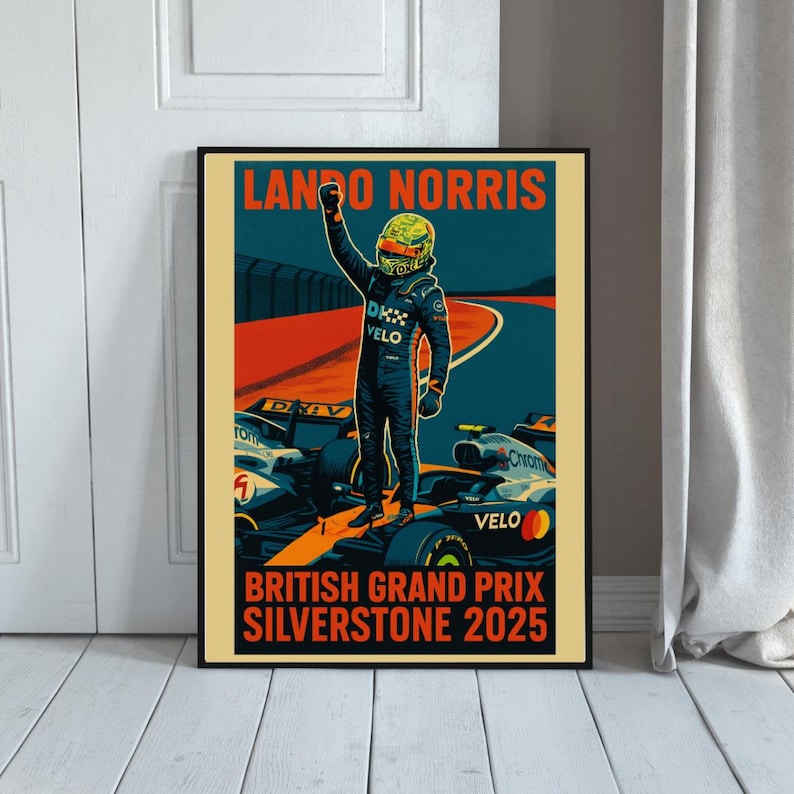 Lando Norris F1 British Grand Prix 2025 Print: Retro Racing Wall Art - Etsy