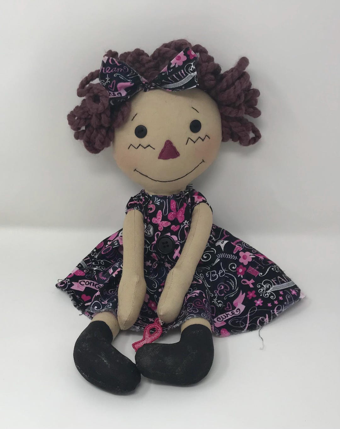 Raggedy Ann Doll, Breast Cancer Doll, Handmade Raggedy Doll, Cancer ...
