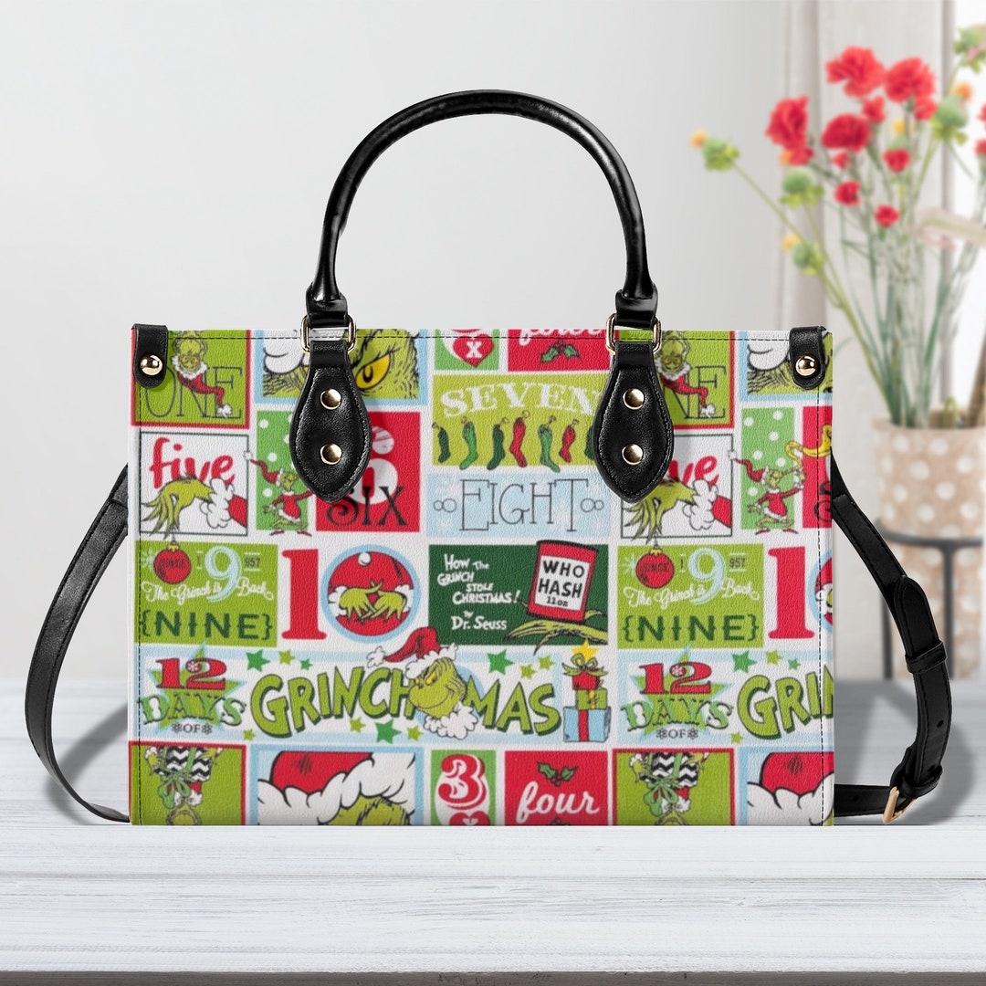 Grinch Christmas Leather Bag Grinch Lover Handbag Custom - Etsy