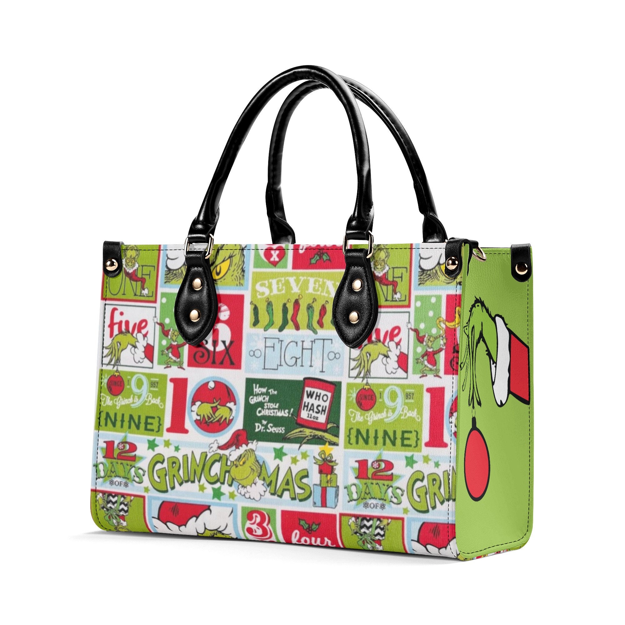 Grinch Christmas Leather Bag Grinch Lover Handbag Custom - Etsy