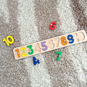 Wooden Number Puzzle for Kids, 1 to 10 Counting Board, Toddler Learning ...