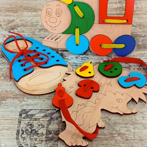 Lacing Toy, Shoe Practice for Kids, Wooden Threading, Activity Toy Baby ...