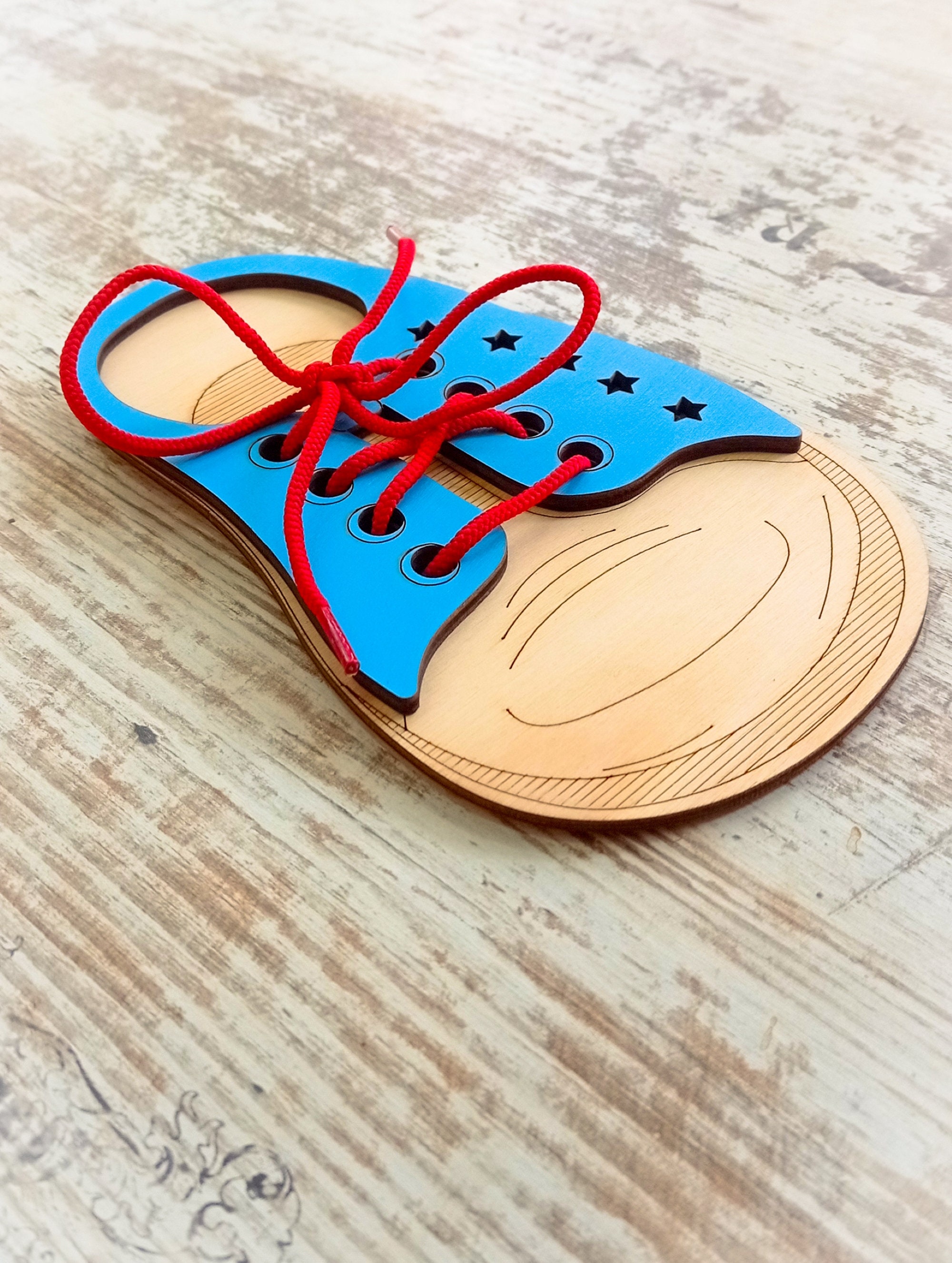 Lacing Toy, Wooden Threading, Train Baby Shower, Montessori Wooden Toys ...
