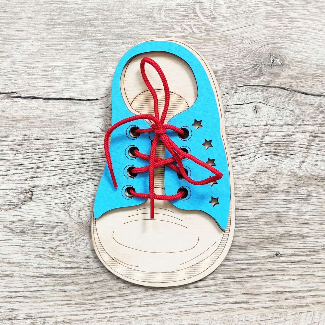 Lacing Toy, Shoe Practice for Kids, Wooden Threading, Activity Toy Baby ...