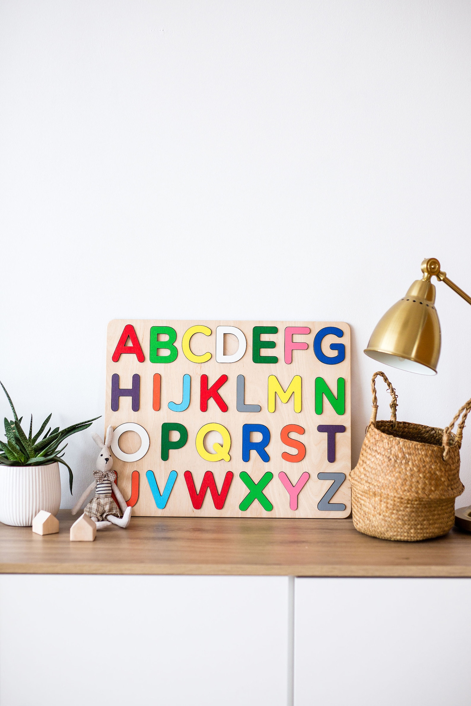 Wooden Alphabet Puzzle, Montessori Toy, Developmental Toys, Learning ...