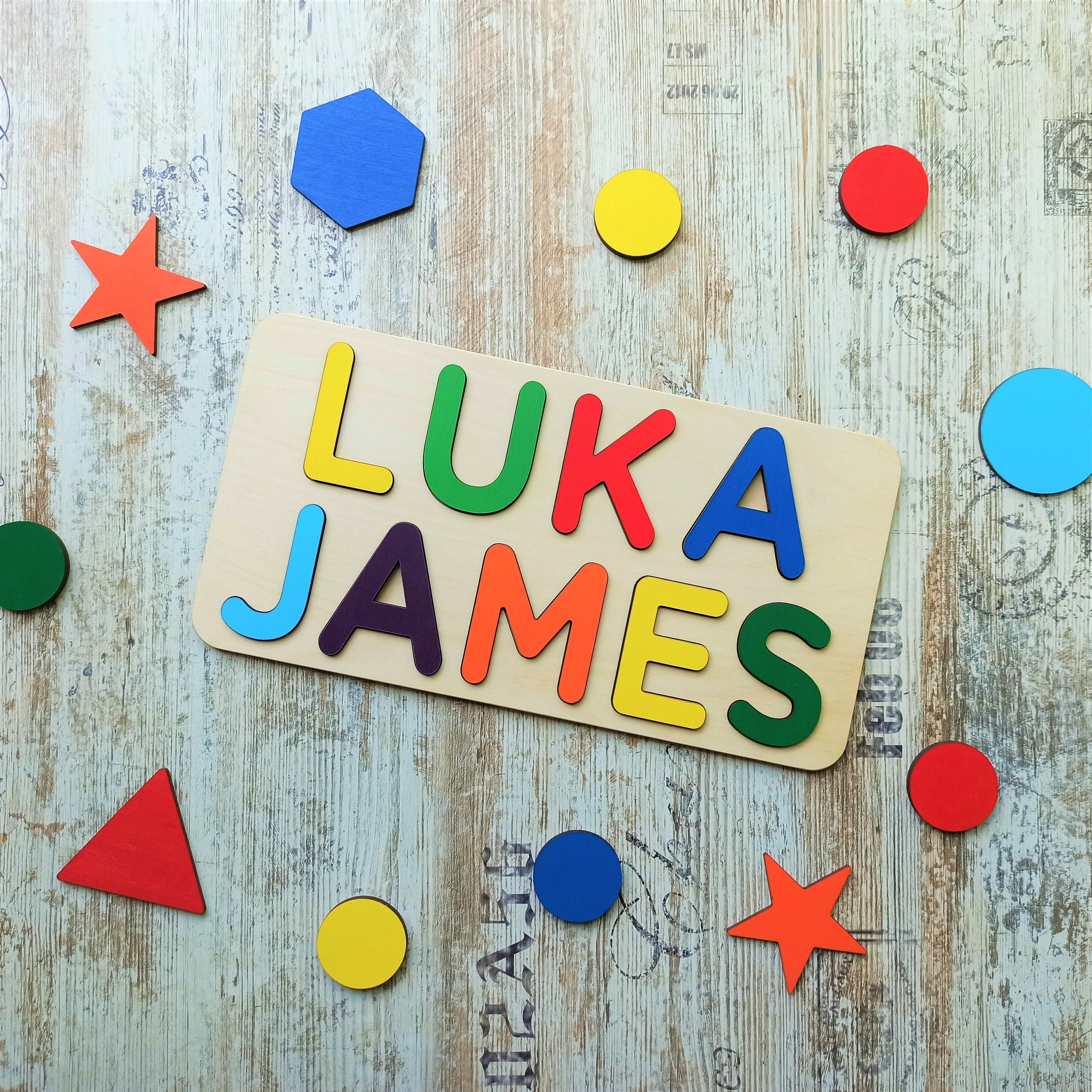 Wooden Personalized Two Name Puzzle 1st Birthday Gift Toys for Toddler ...