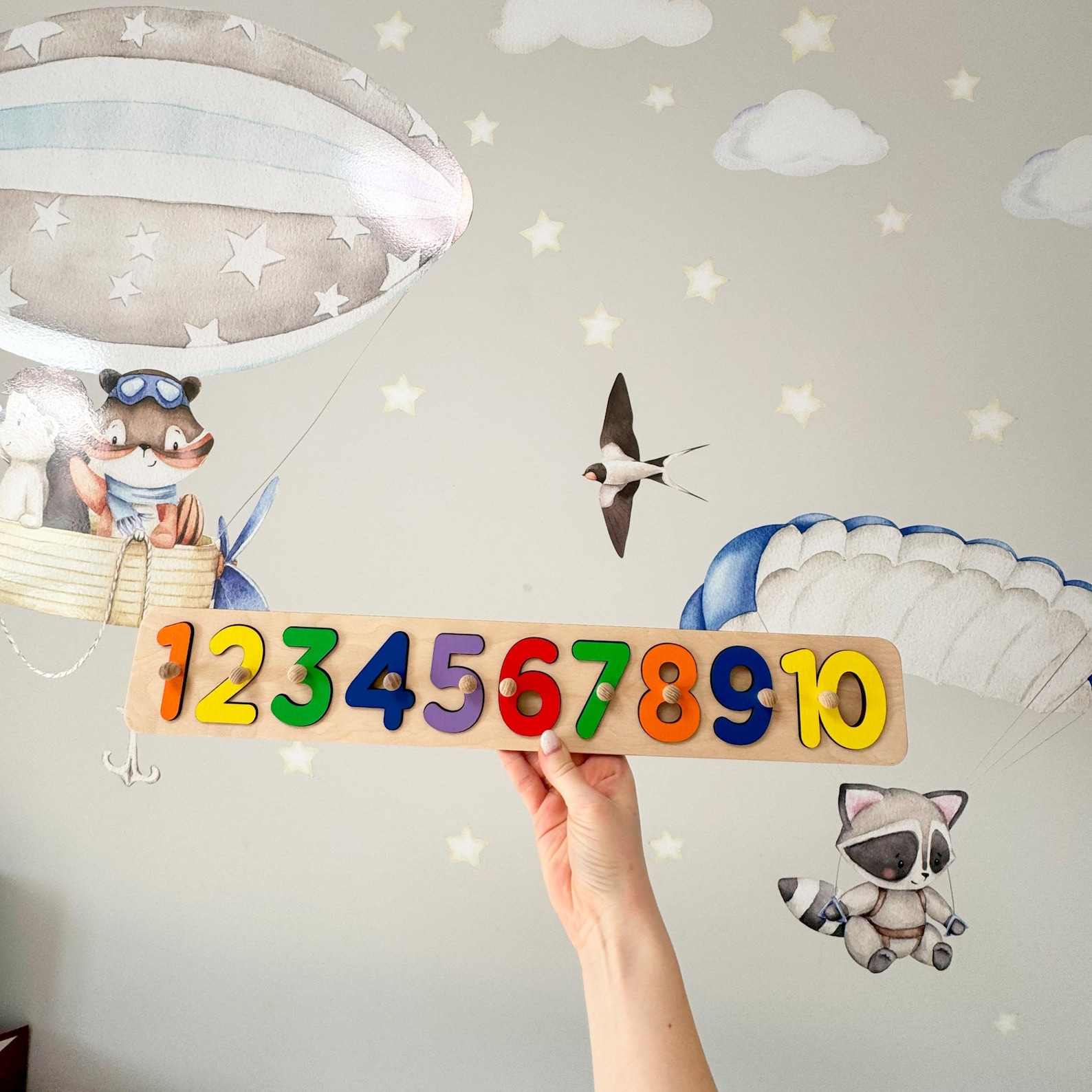 Wooden Number Puzzle for Kids, 1 to 10 Counting Board, Toddler Learning ...