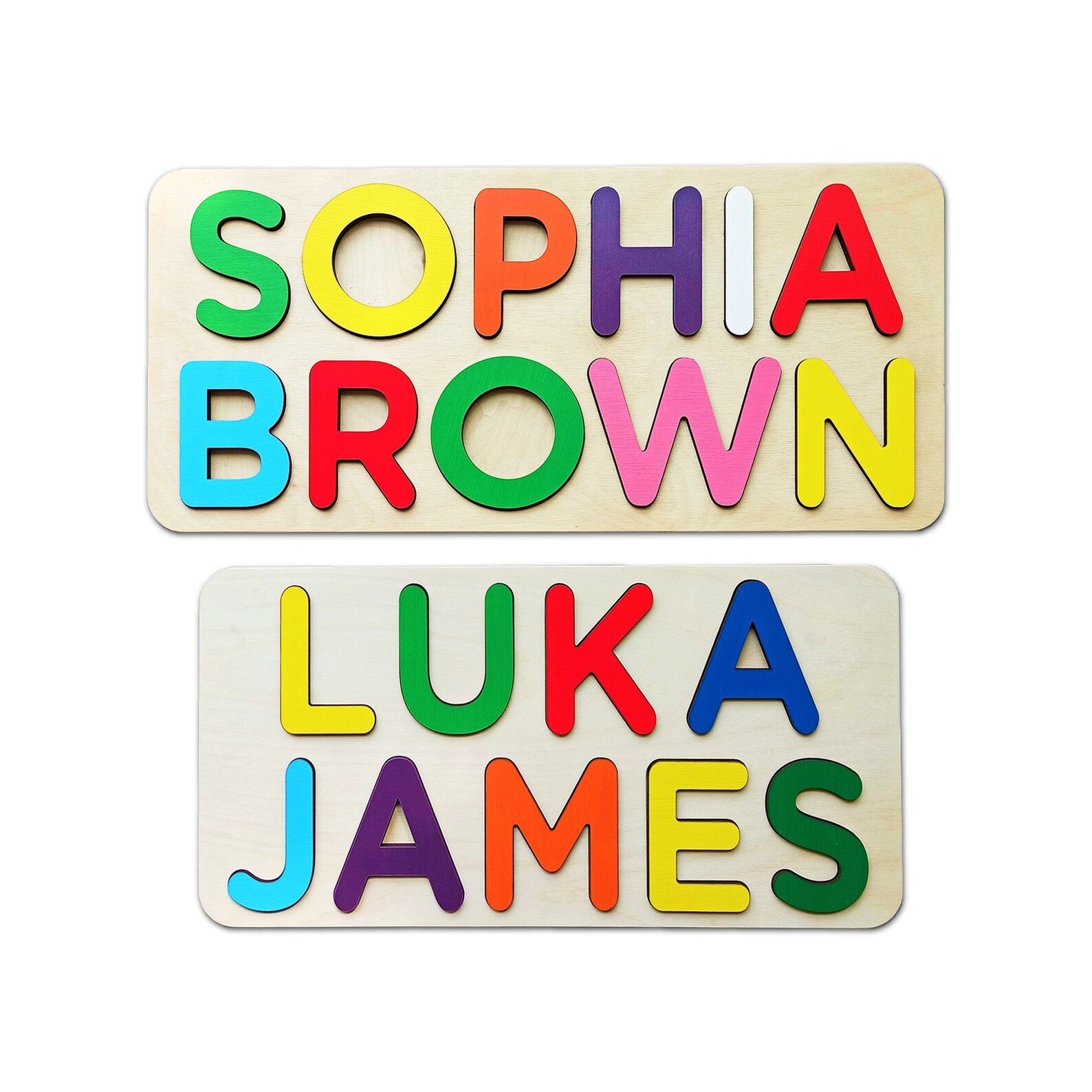Wooden Personalized Two Name Puzzle 1st Birthday Gift Toys for Toddler ...