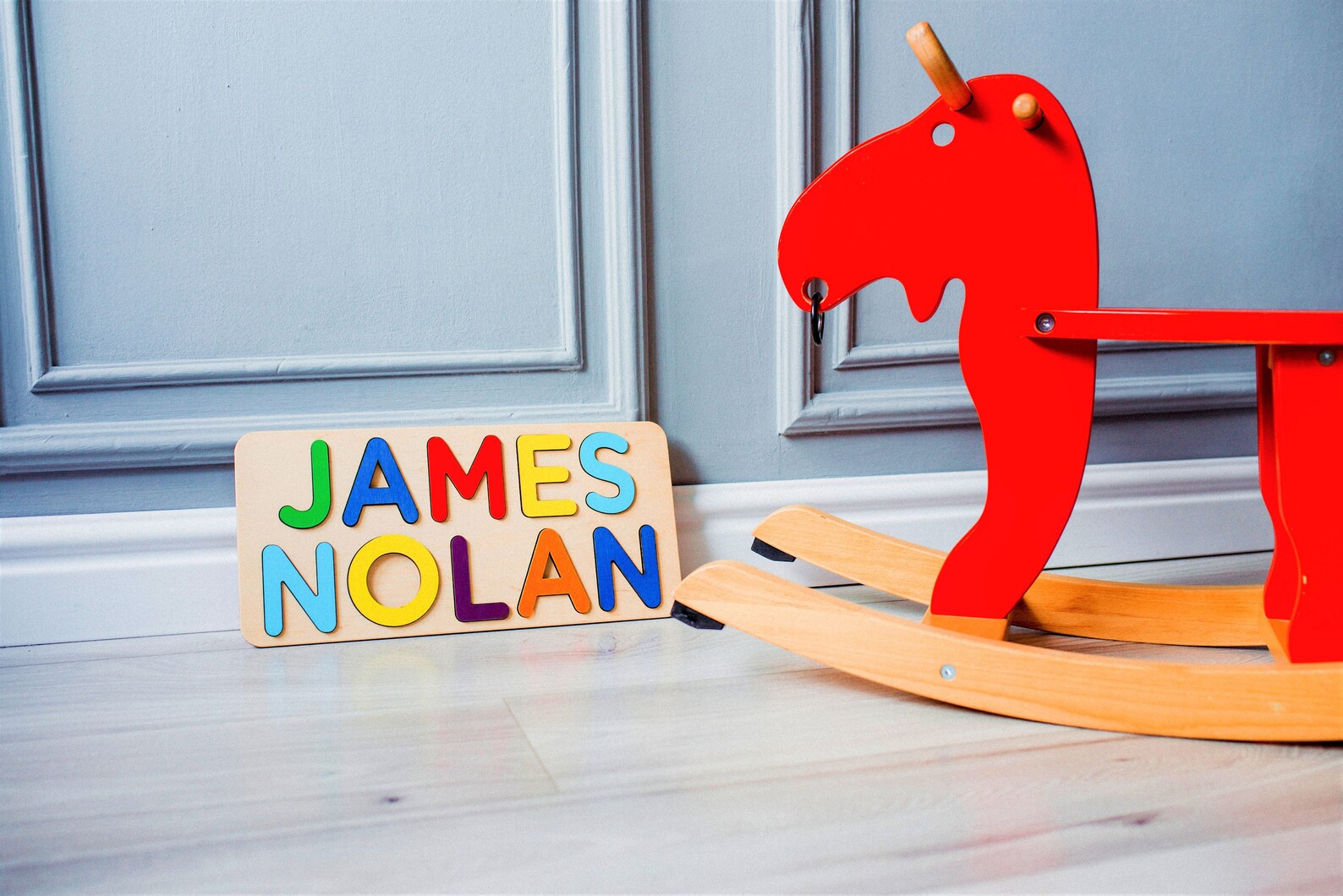 Wooden Personalized Two Name Puzzle 1st Birthday Gift Toys for Toddler ...