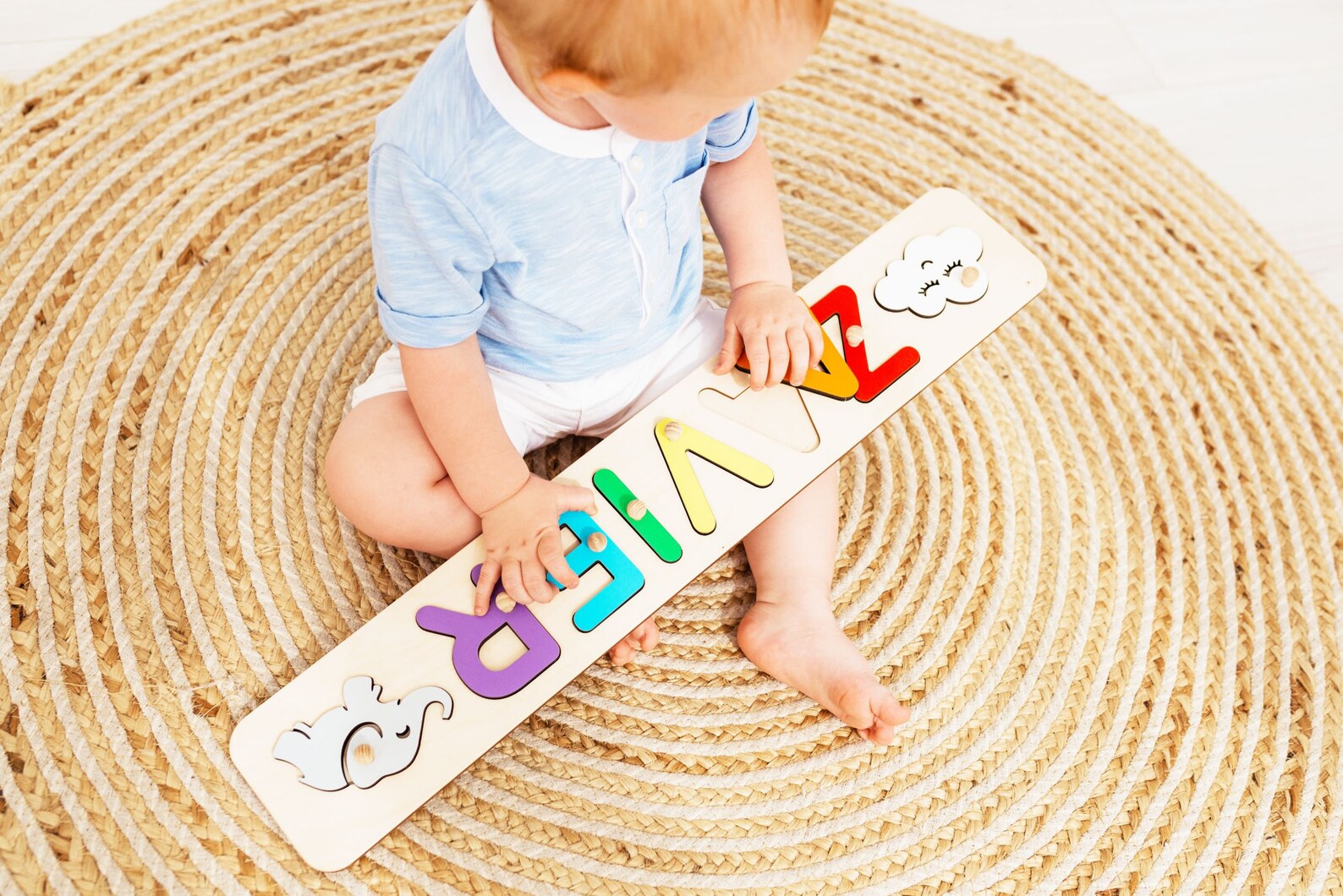 Wooden Name Puzzle With Pegs Personalized Gift Baby Boy 1st - Etsy