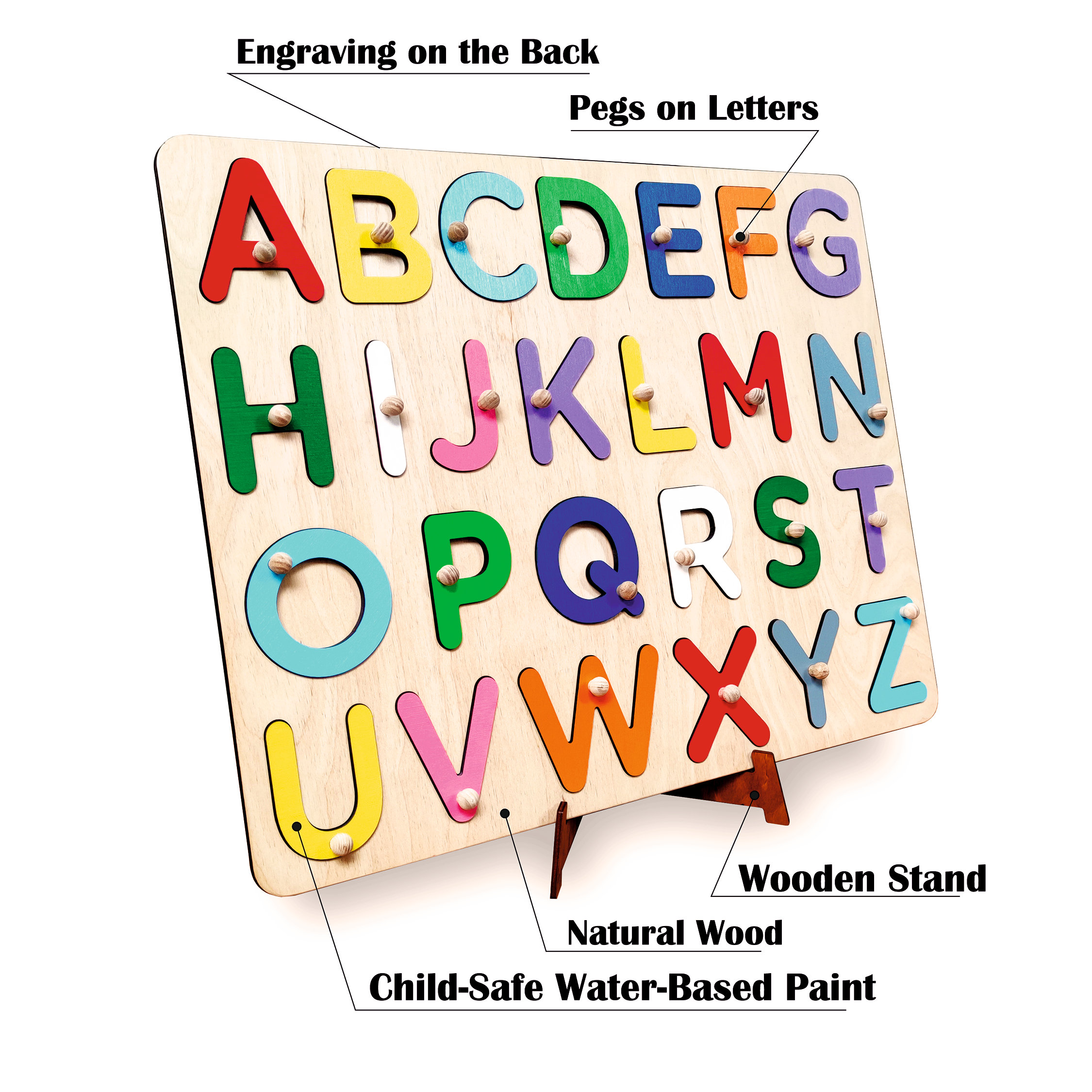 Wooden Alphabet Puzzle Childrens Games Educational Learning - Etsy
