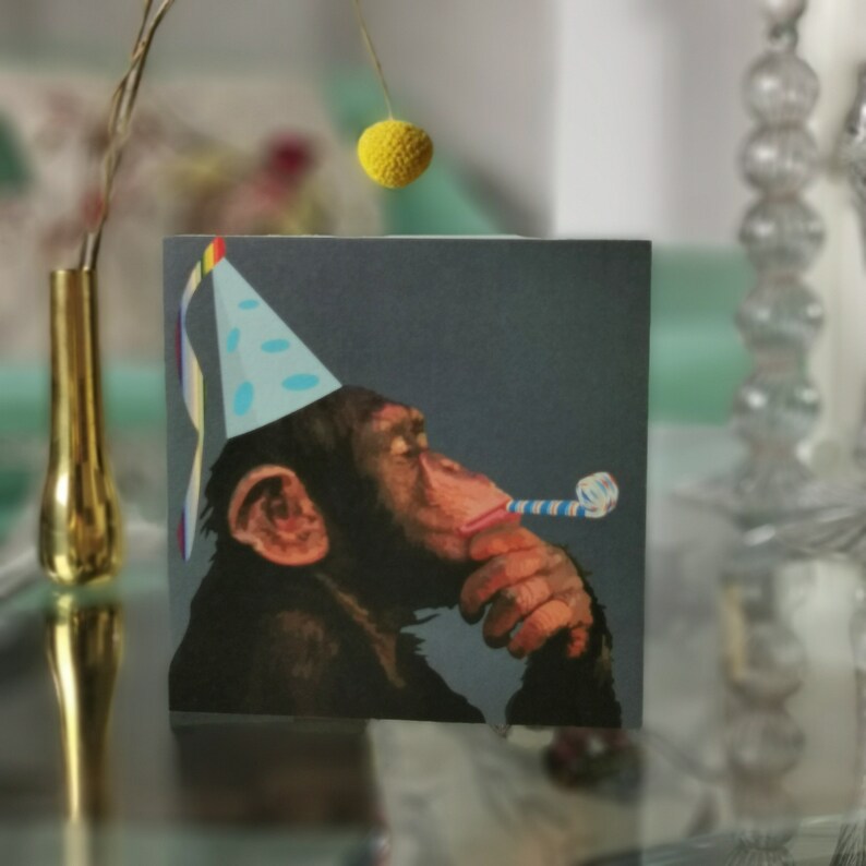 Happy Birthday Chimpanzee Card Party Chimp Chimp Greeting - Etsy
