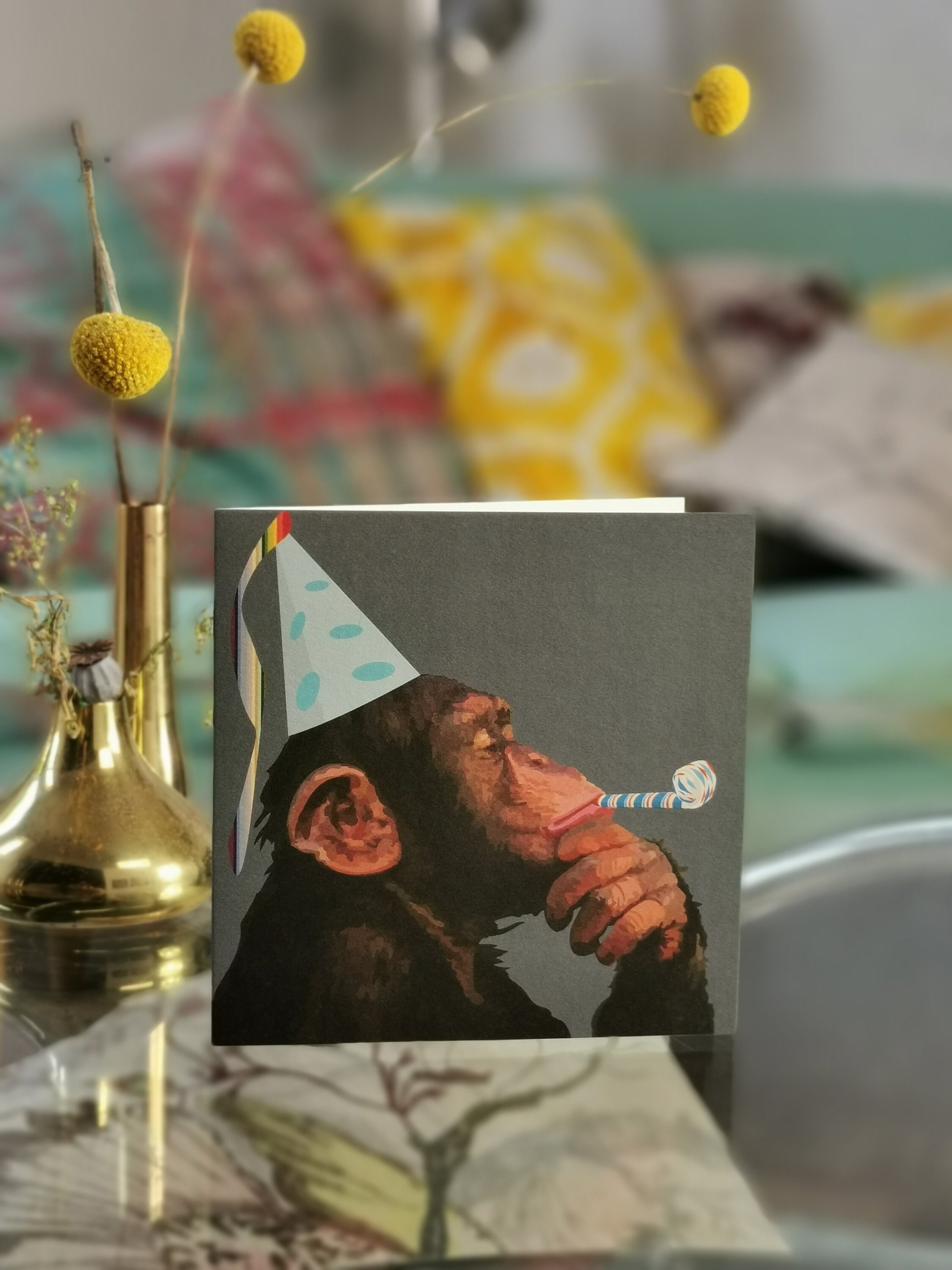 Happy Birthday Chimpanzee Card Party Chimp Chimp Greeting - Etsy