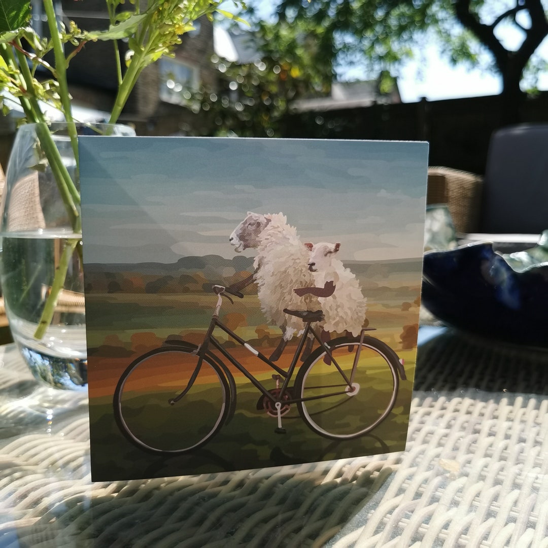 Bicycle Birthday Card, Two on a Bike, Cute Sheep Card, Sheep and Lamb ...