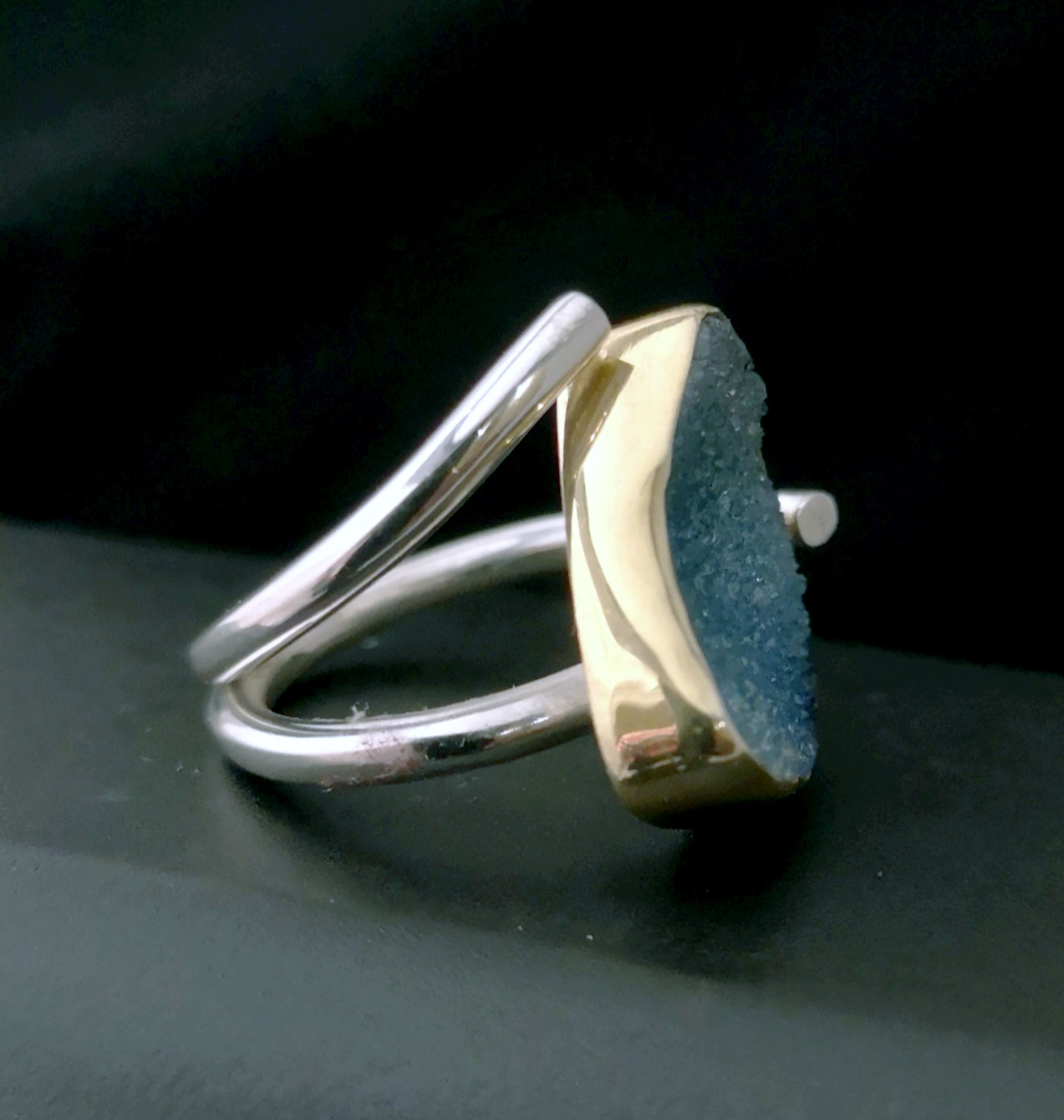 Natural Druzy Blue Agate Sterling Silver Ring Blue Agate | Etsy