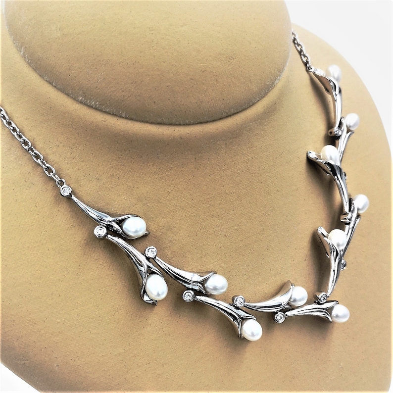 Freshwater White Pearl Sterling Silver Necklace Wedding Necklace