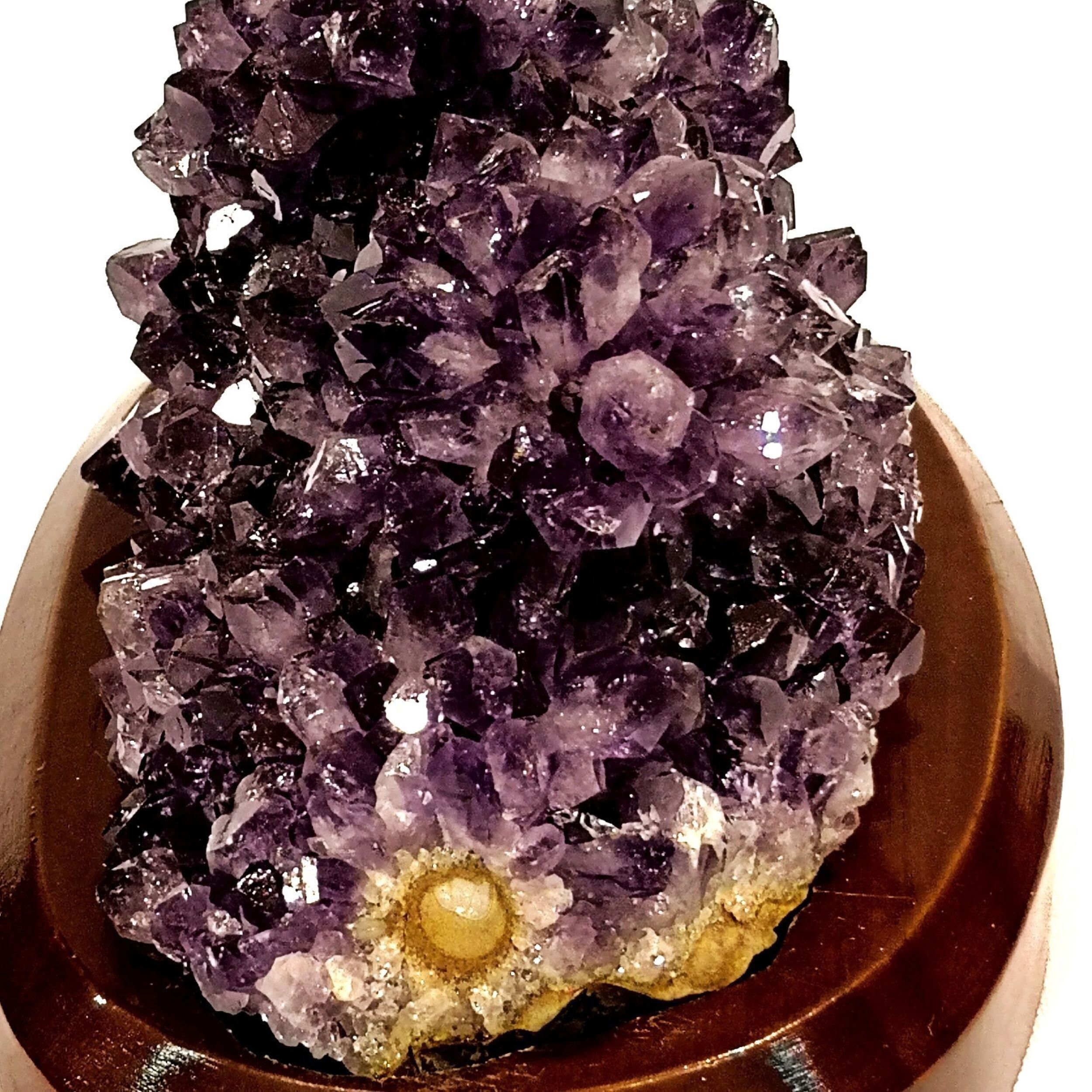Raw Amethyst Geode Cluster: Natural Crystal Truffle With Wooden Base - Etsy