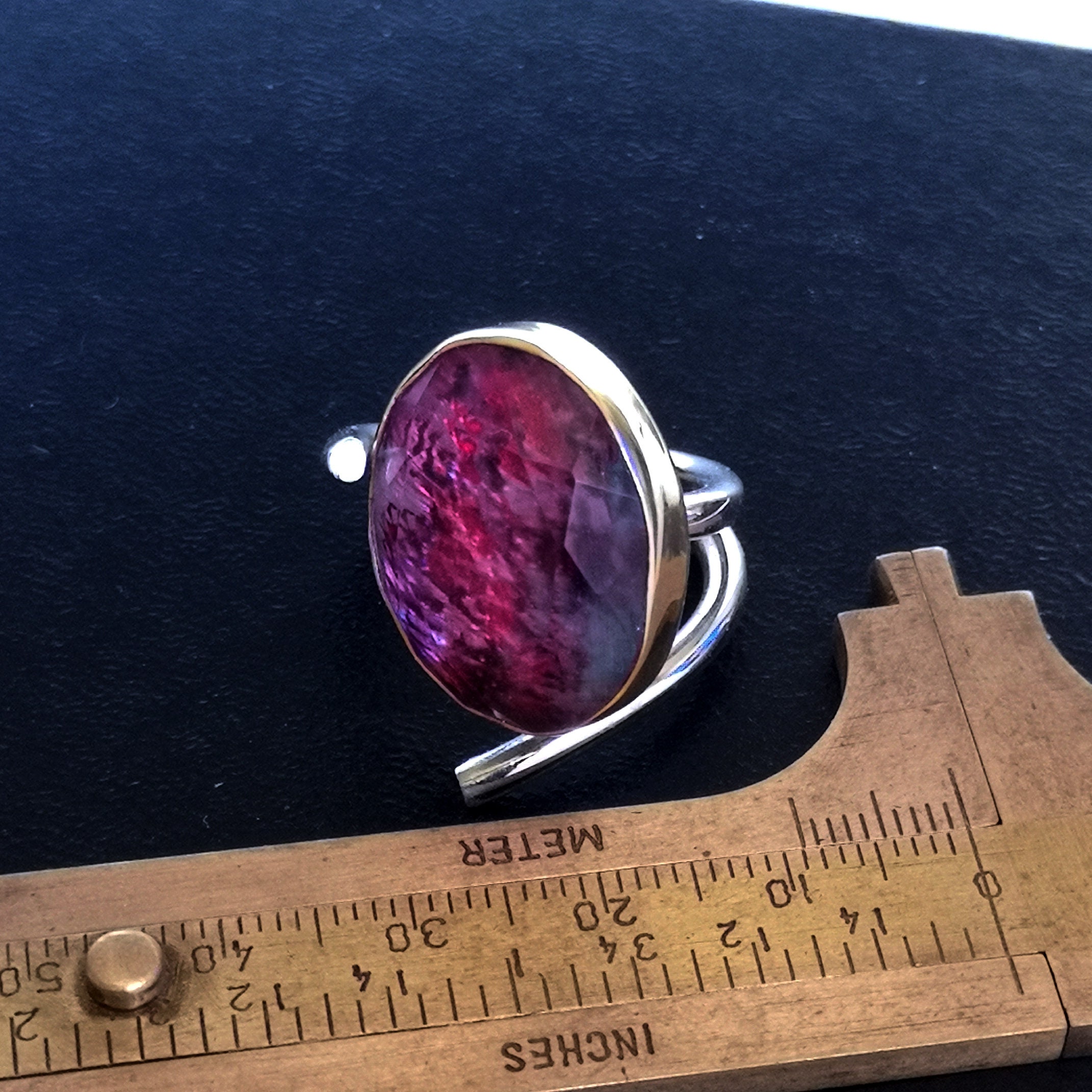 Abalone Quartz Doublet Ring, Handmade Sterling Silver Gold Ring With ...