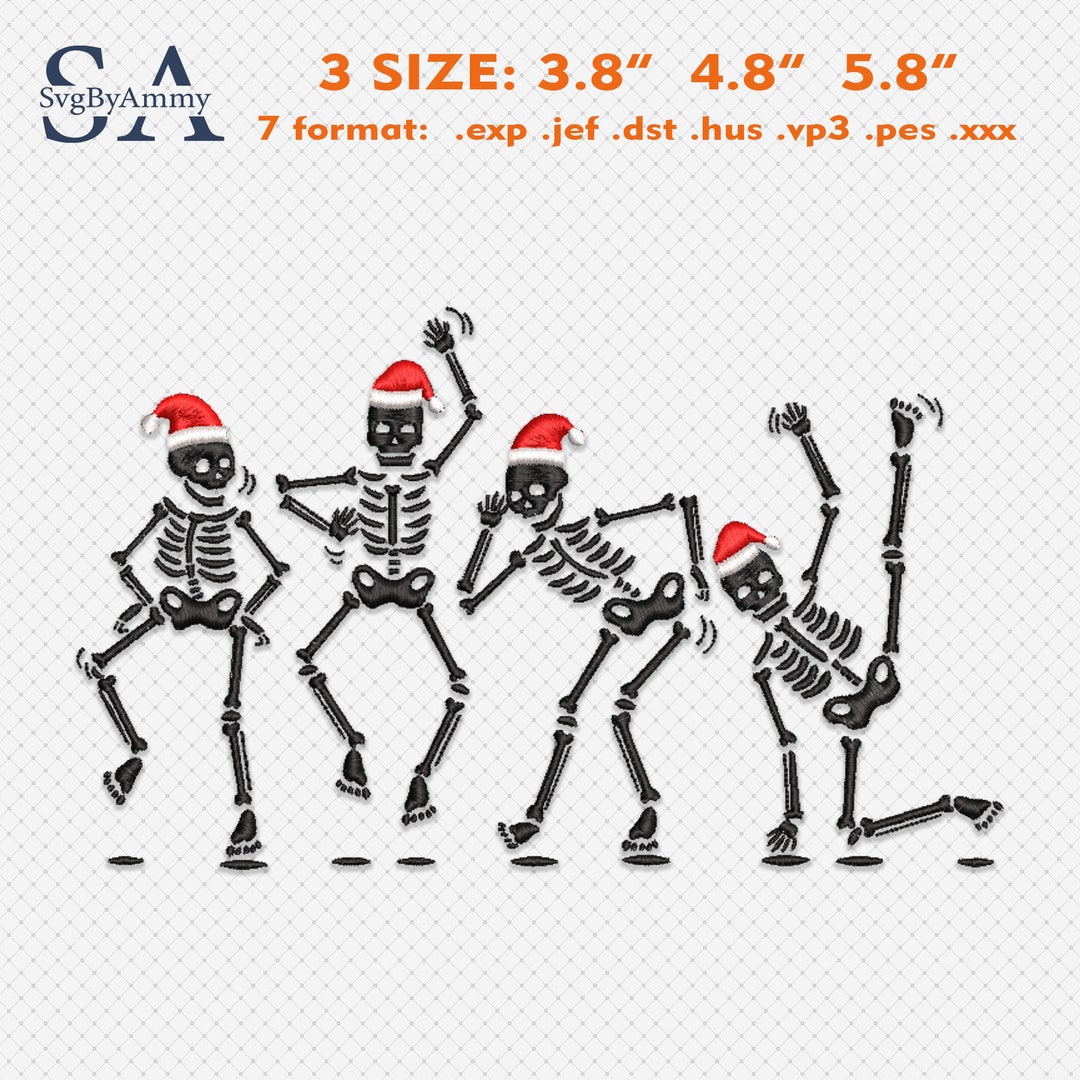 Dancing Skeleton Embroidery Designs Christmas Embroidery - Etsy