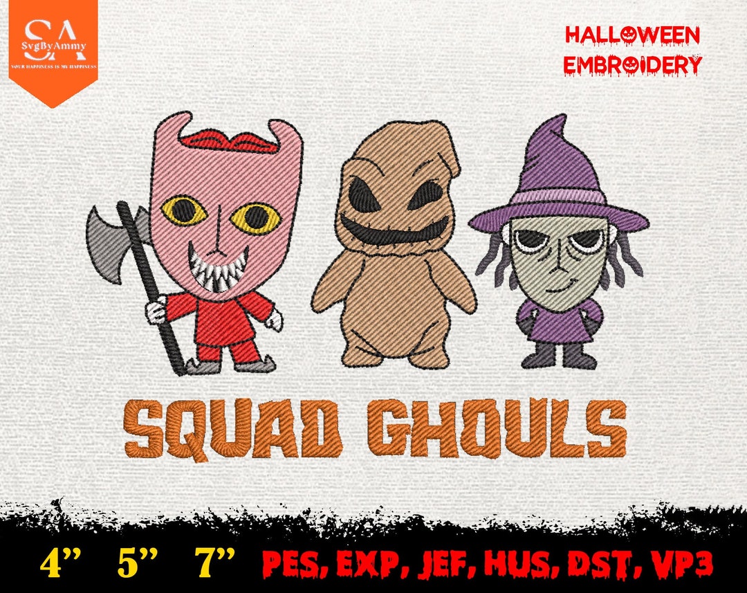 Squad Ghouls Embroidery Design Horror Movie Characters - Etsy