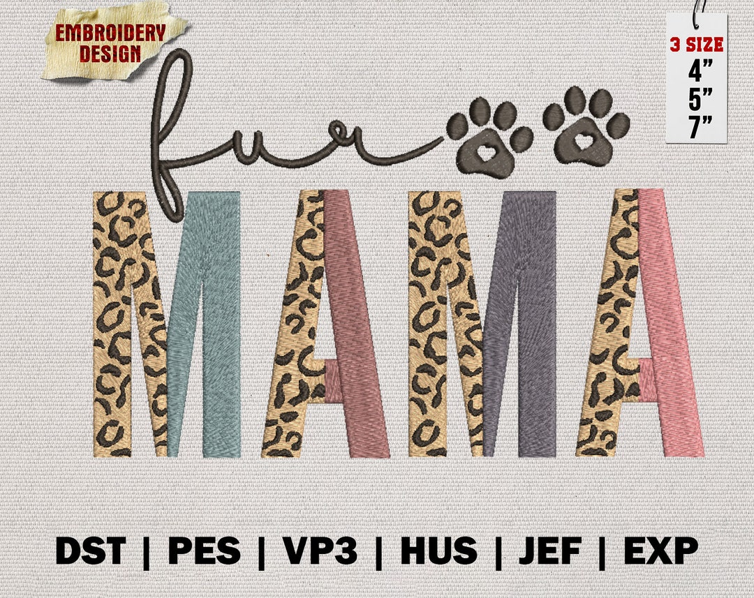 Leopard Cute Fur Embroidery Files Mothers Day Embroidery Mom - Etsy