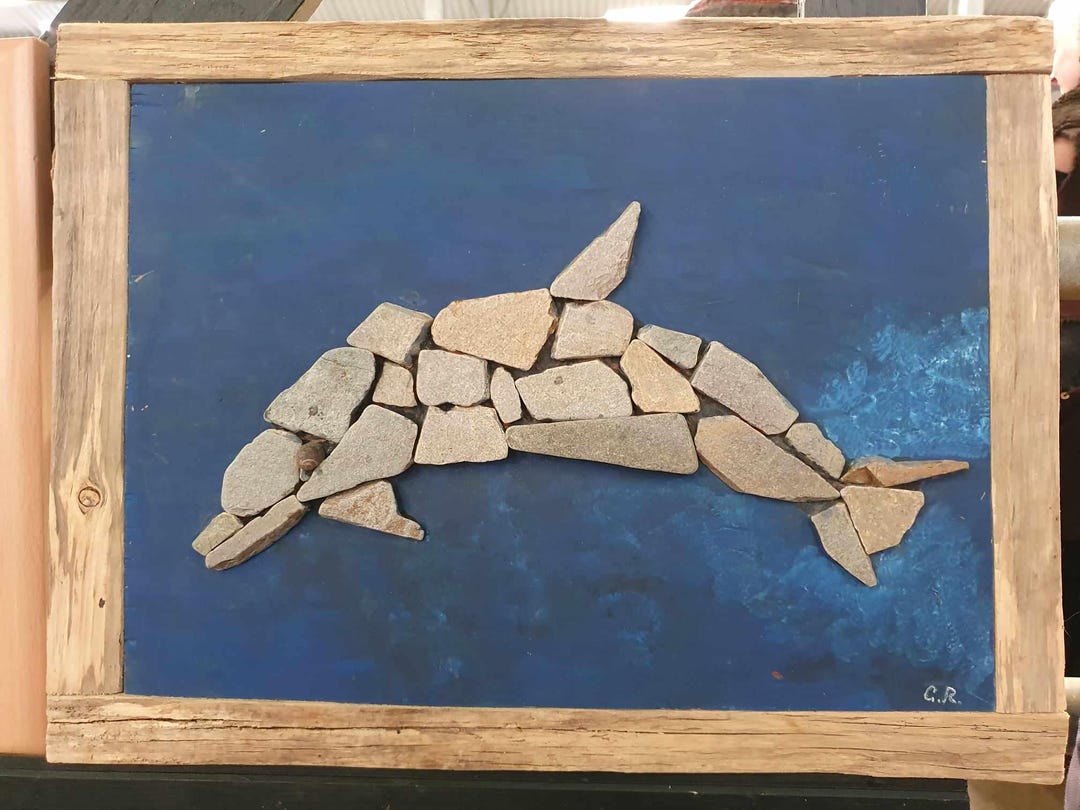 Fabulous and Unique DOLPHIN Stone Art Picture - Etsy