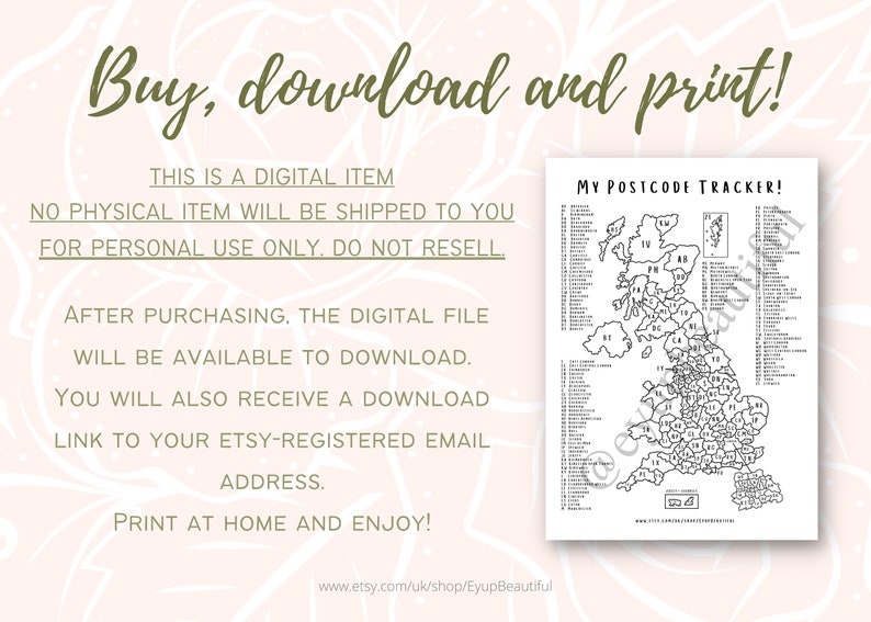 UK Postcode Map, Sales Map Tracker, Print at Home, INSTANT DOWNLOAD ...