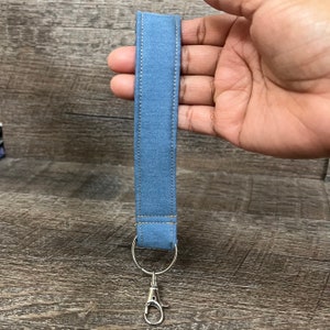 Blue Denim Jeans Key Fob Wristlet, Denim Wristlet Keychain With Tassels ...