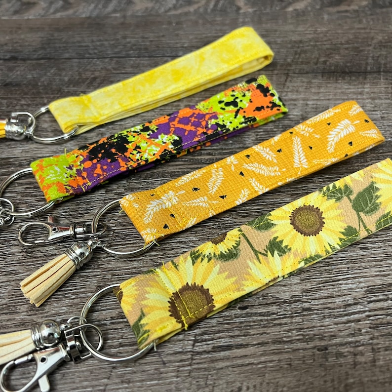 Key Fob Wristlet Keychain for Yellow Lovers Silver Glitter Ladybug ...