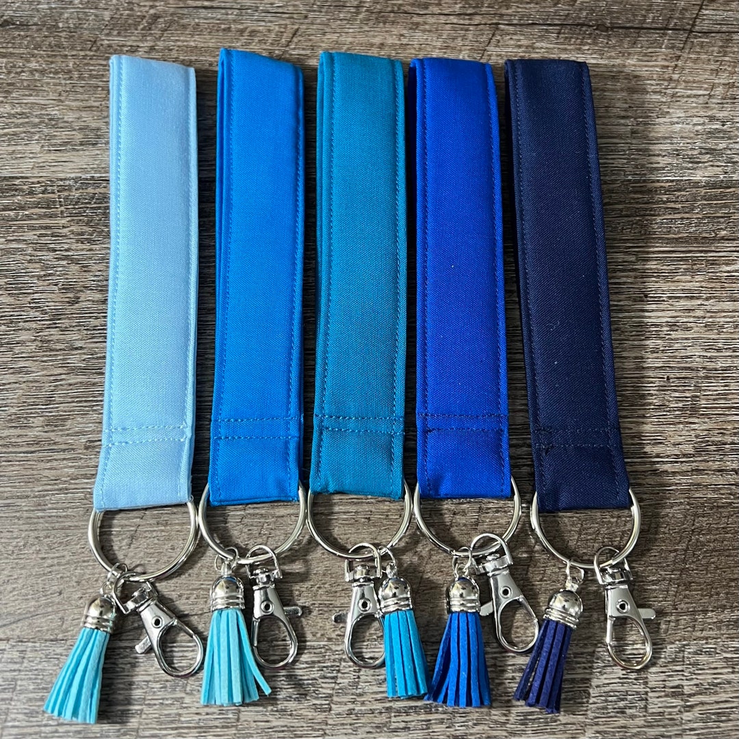 Dark Blue Key Fob Wristlet Keychain, Gift for Blue Lovers Baby Blue ...