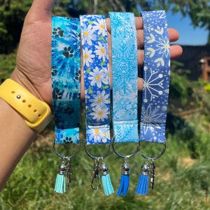 Blue Key Fob Wristlet Keychain, Gift for Blue Lovers Blue Wristlet ...