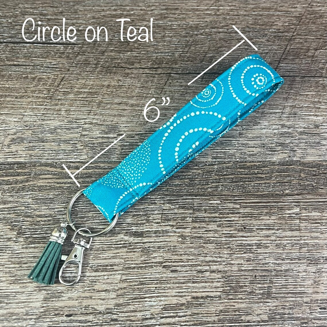 Teal Key Fob Wristlet Keychain Tassels Lobster Claw Clipper Floral Lama ...