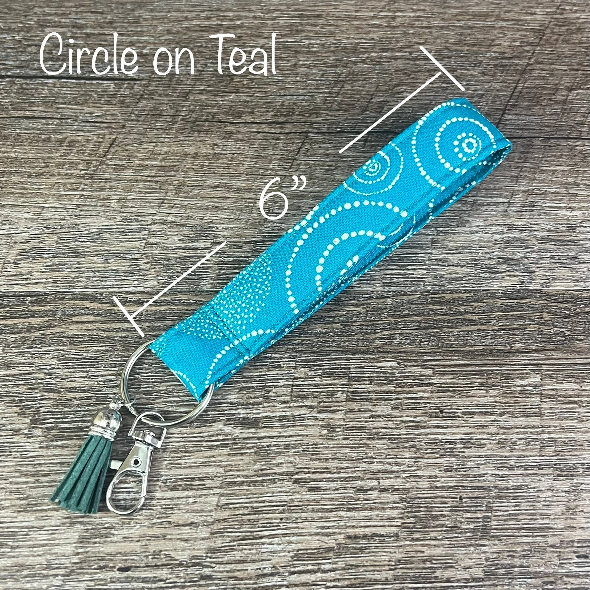 Teal Key Fob Wristlet Keychain Tassels Lobster Claw Clipper Floral Lama ...