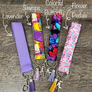Purple Key Fob Wristlets, Wristlet Keychains With Tassels Lanyard ...