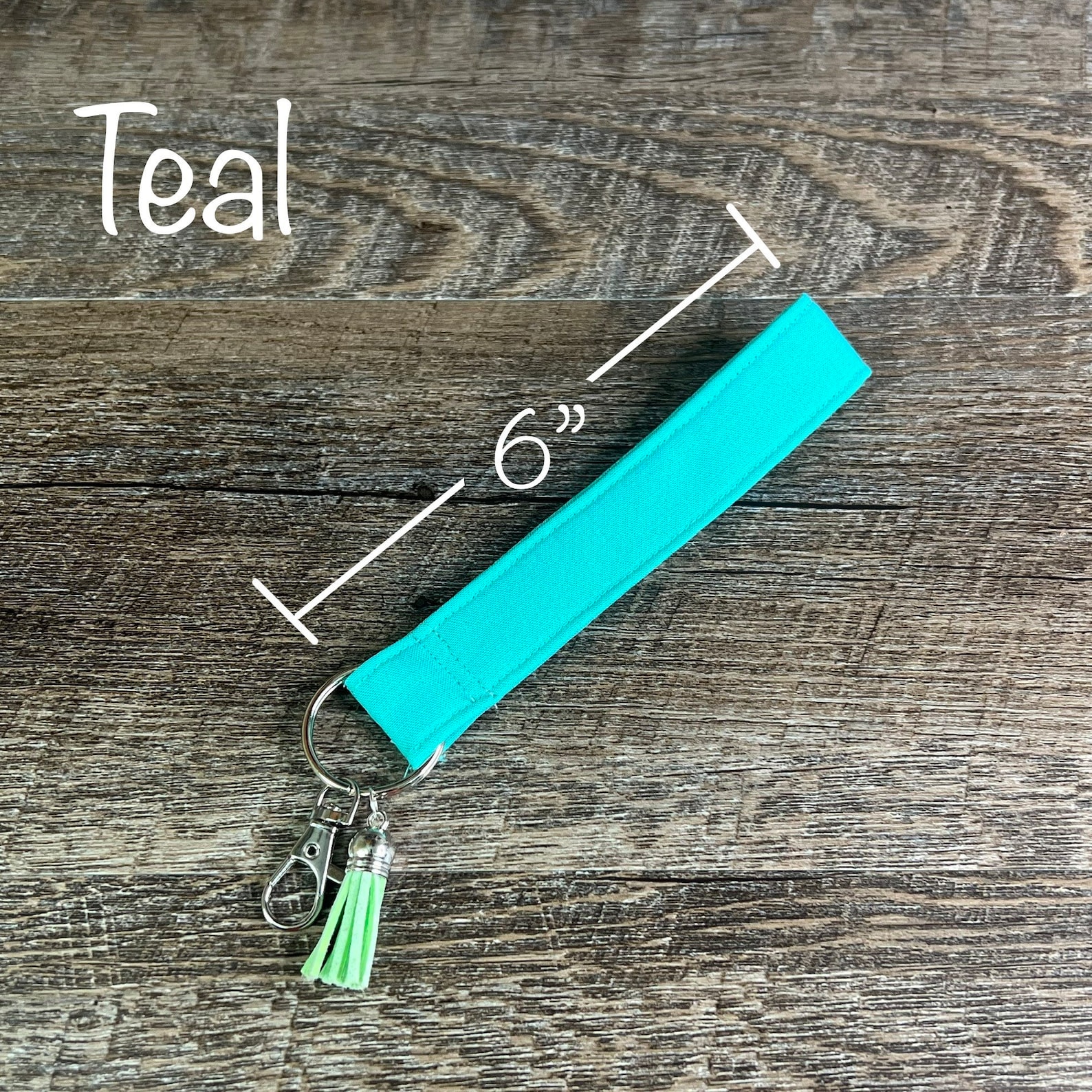 Teal Key Fob Wristlet Keychain Tassels Lobster Claw Clipper Floral Lama ...