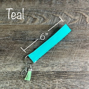 Teal Key Fob Wristlet Keychain Tassels Lobster Claw Clipper Floral Lama ...