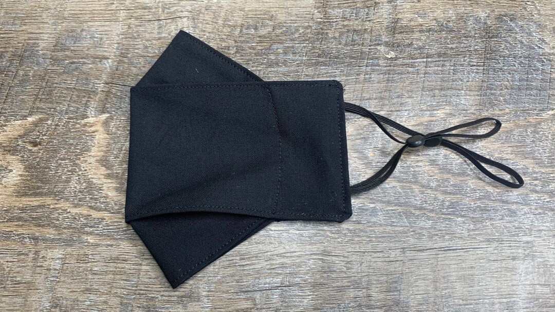 Fabric Face Masks for Glasses Wearers Double Layer Solid Black 100% ...