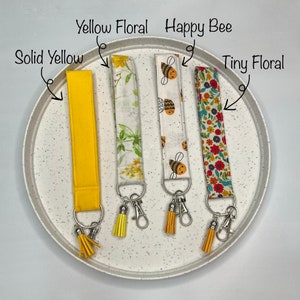 Key Fob Wristlet Keychain for Yellow Lovers Silver Glitter Ladybug ...