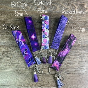 Purple Key Fob Wristlets, Wristlet Keychains With Tassels Lanyard ...