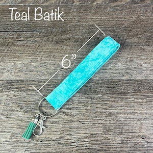 Teal Key Fob Wristlet Keychain Tassels Lobster Claw Clipper Floral Lama ...