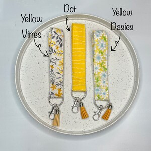 Key Fob Wristlet Keychain for Yellow Lovers Silver Glitter Ladybug ...