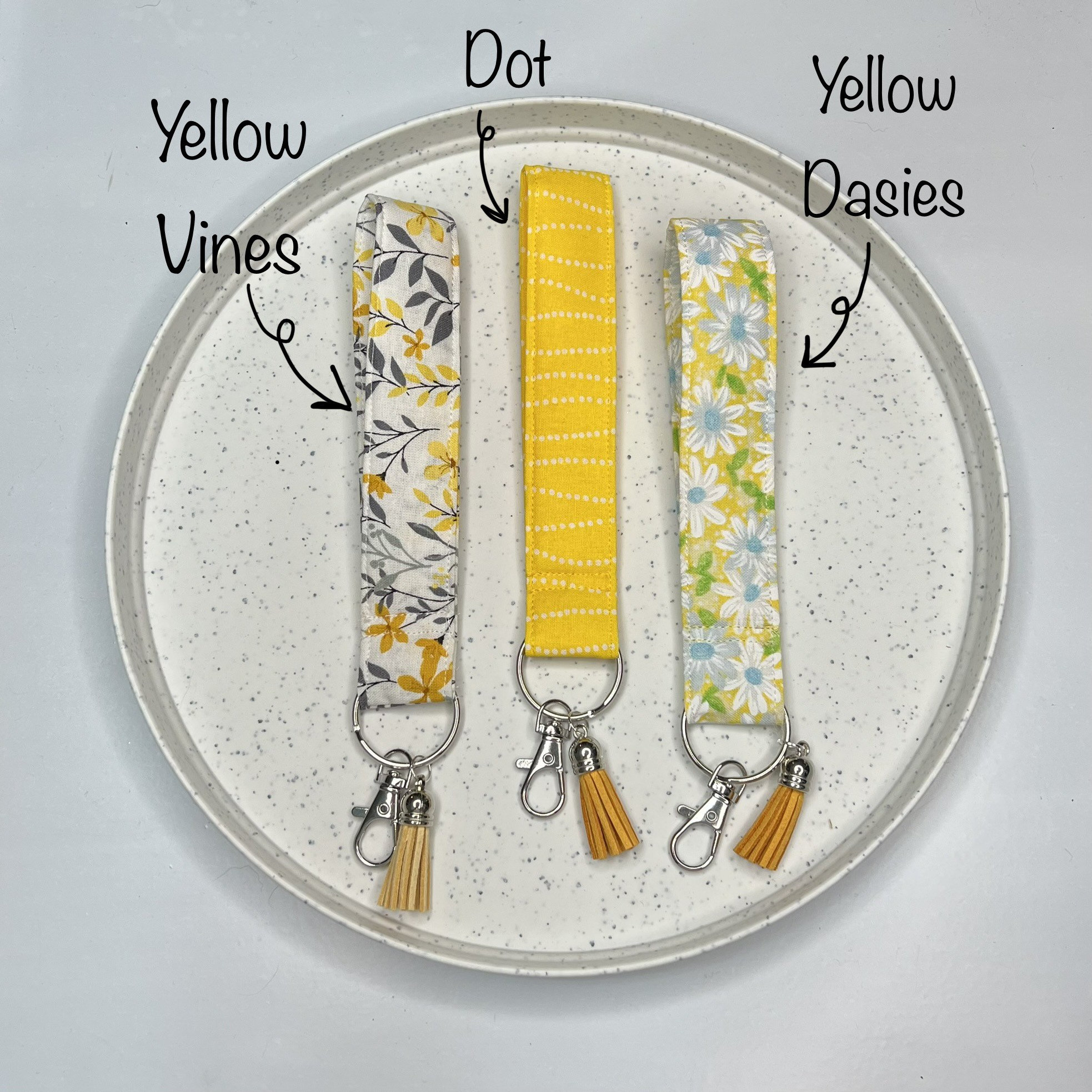 Key Fob Wristlet Keychain for Yellow Lovers Silver Glitter Ladybug ...