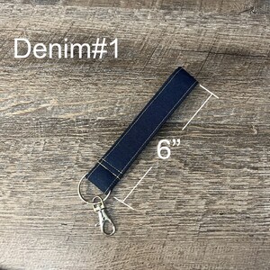 Blue Denim Jeans Key Fob Wristlet, Denim Wristlet Keychain With Tassels ...