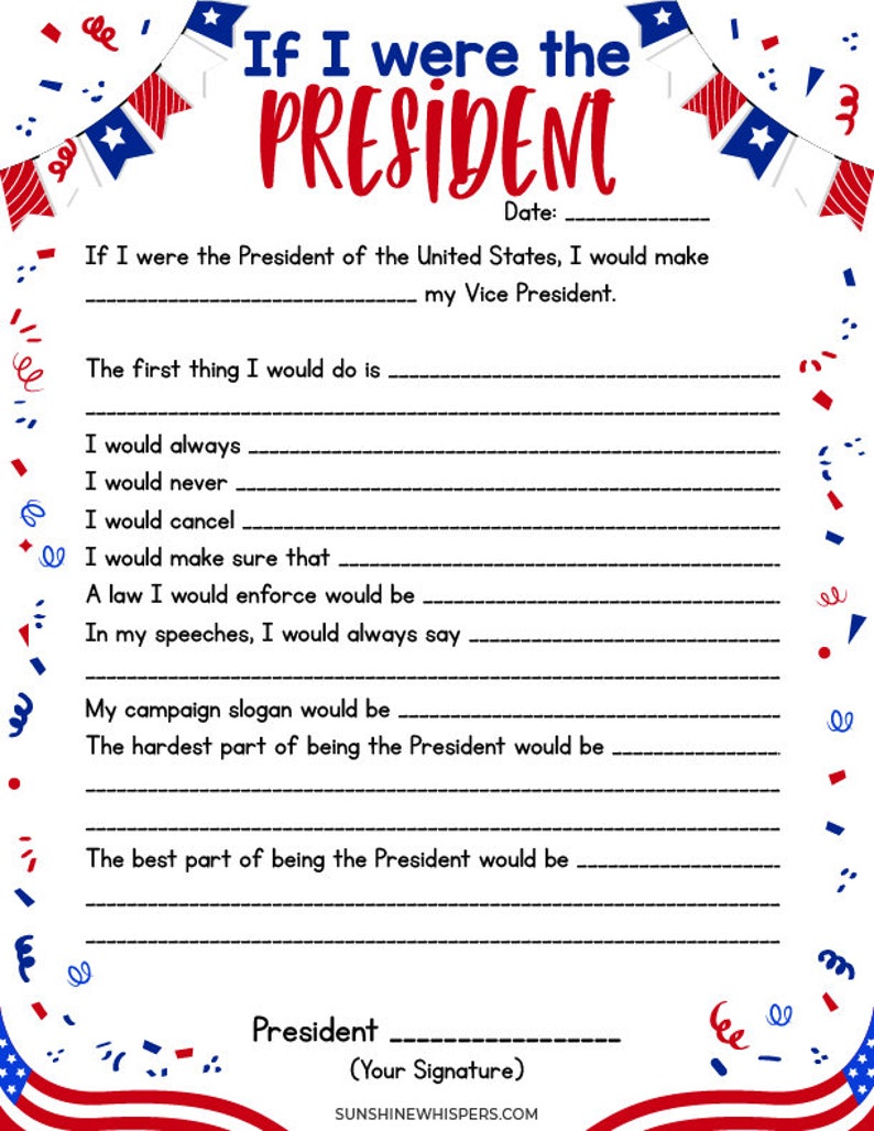 If I Were the President Printable Pack - Etsy