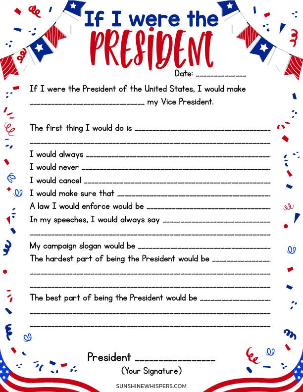 If I Were the President Printable Pack - Etsy