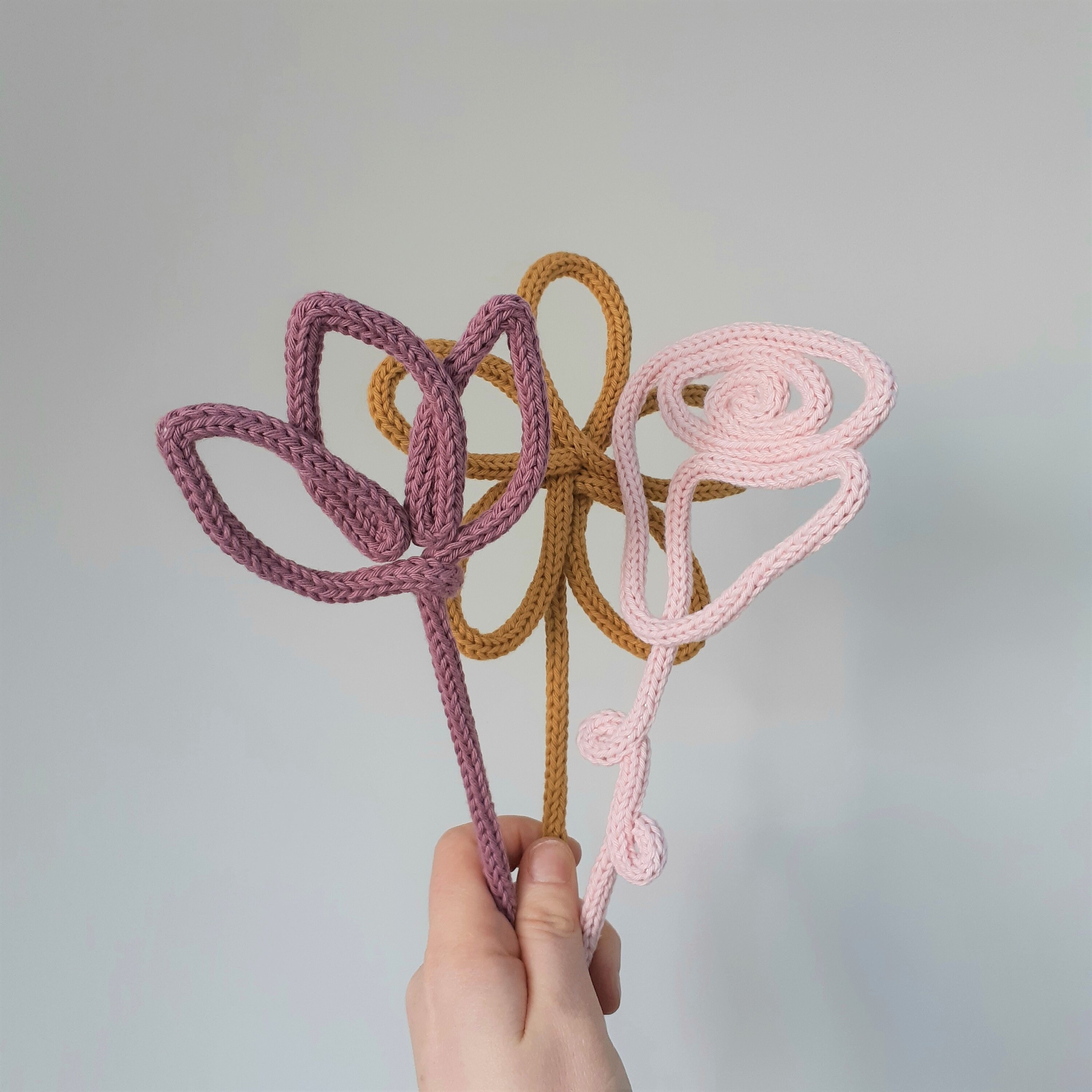 Flower Knitted Wire Decorations // Faux Wire Flowers // Flower Gift ...